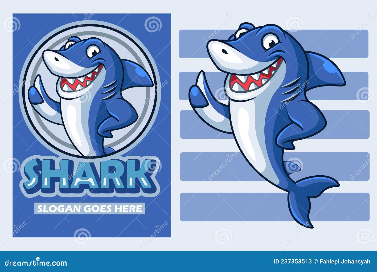 Cute Shark Cartoon Design Template Stock Vector - Illustration of ...