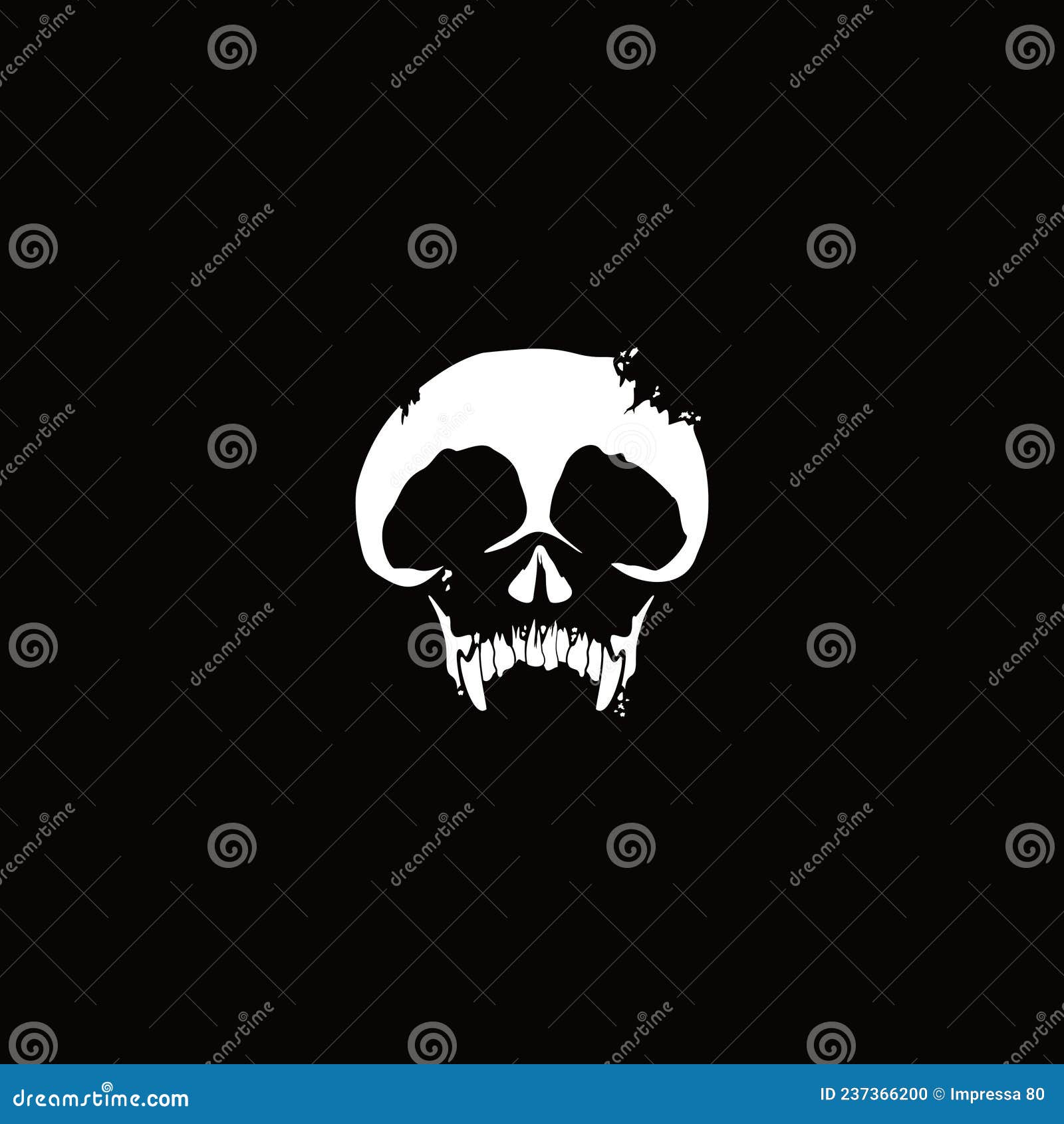 Illustration of a Simple Silhouette Skull Skull with Sharp Teeth and ...