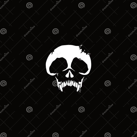 Illustration of a Simple Silhouette Skull Skull with Sharp Teeth and ...