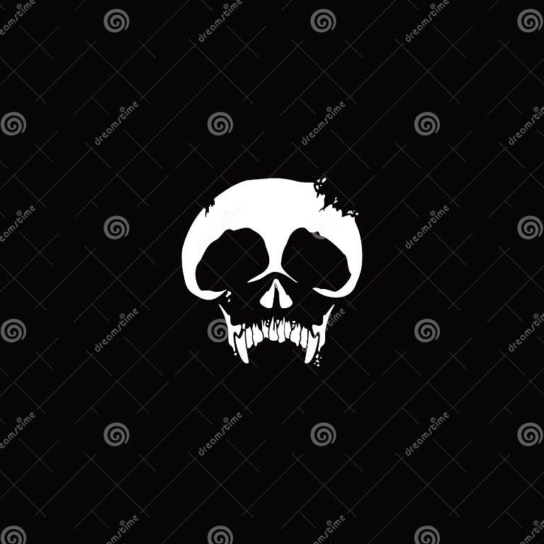 Illustration of a Simple Silhouette Skull Skull with Sharp Teeth and ...