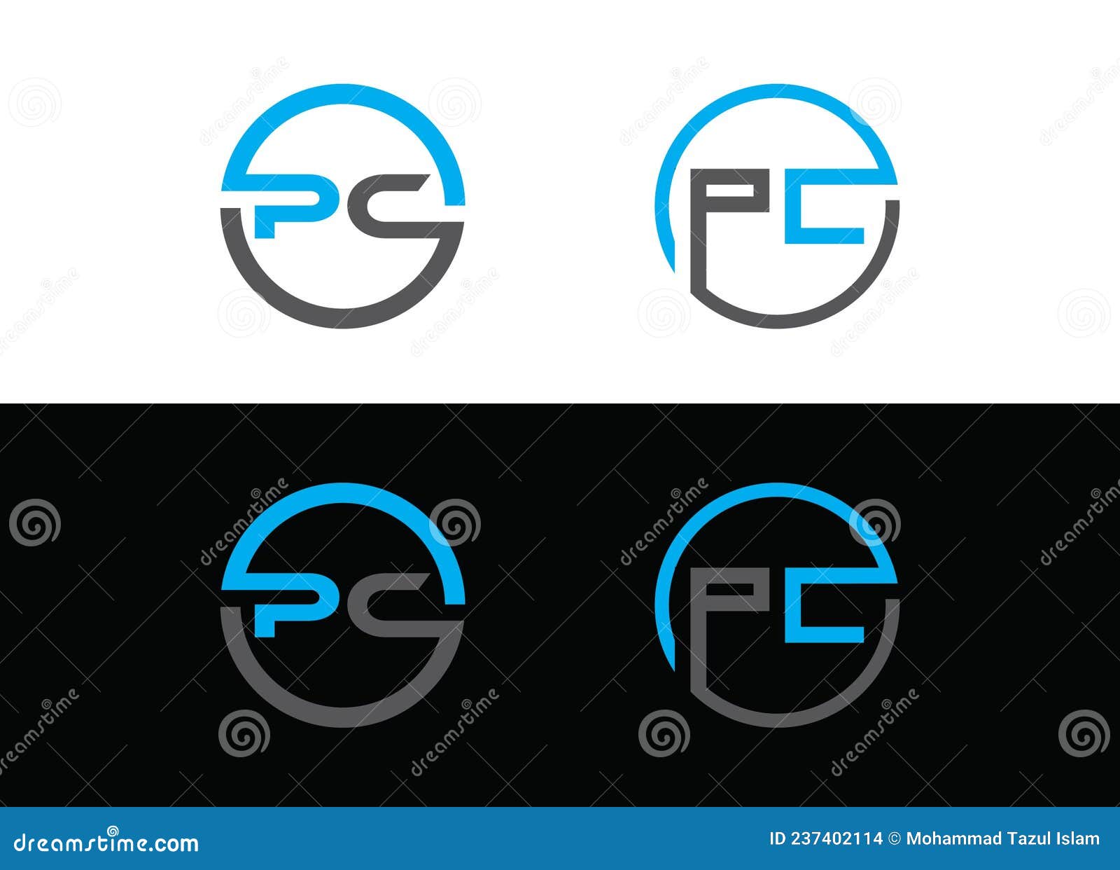 Initial Letter PC Logo or Icon Design Vector Image Template Stock ...
