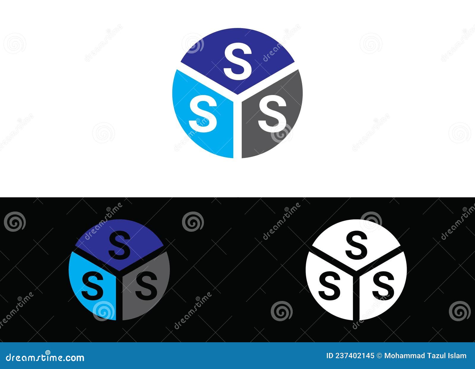 Initial Letter SSS Logo or Icon Design Vector Image Template Stock ...