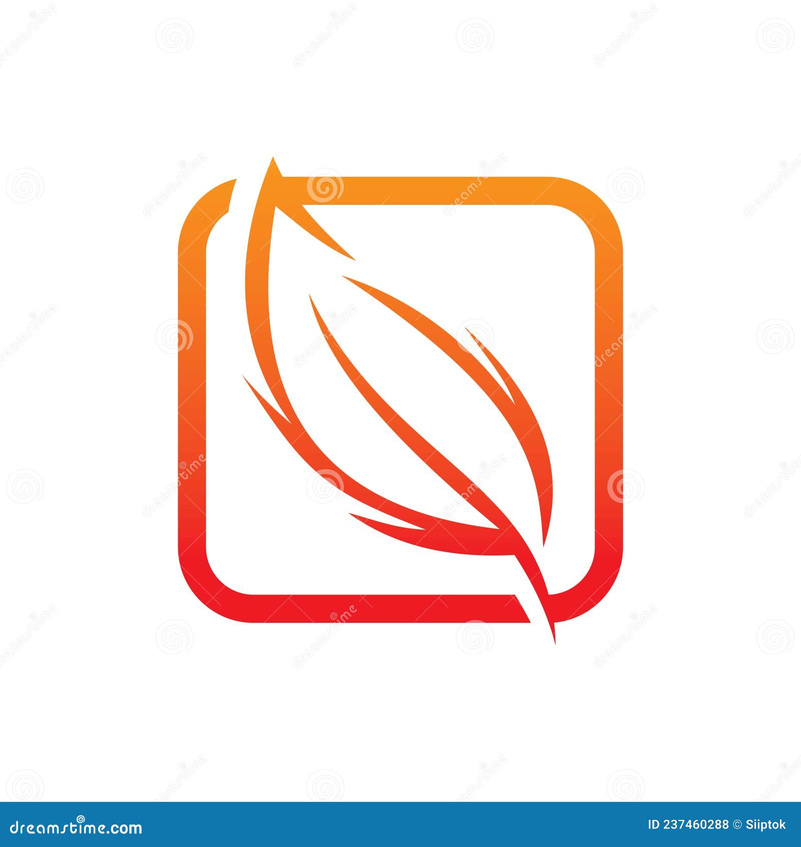 Feather Leaf Square Frame Icon Logo Design Stock Vector - Illustration ...