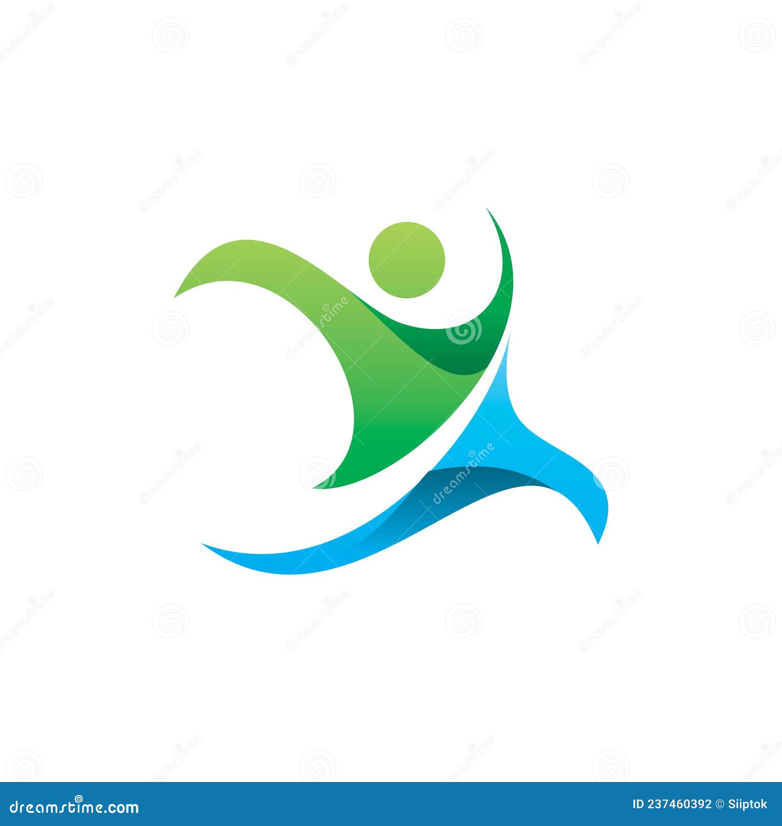 Blue Green Sport Running People Logo Design Stock Vector - Illustration ...