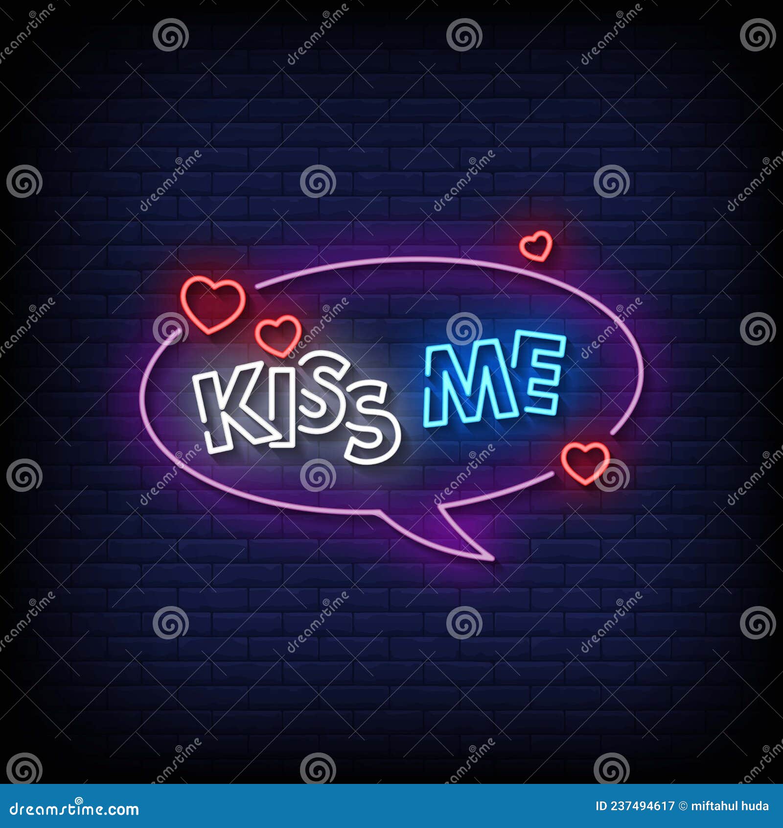 Kiss Me Neon Signs Style Text Vector Stock Vector - Illustration of ...