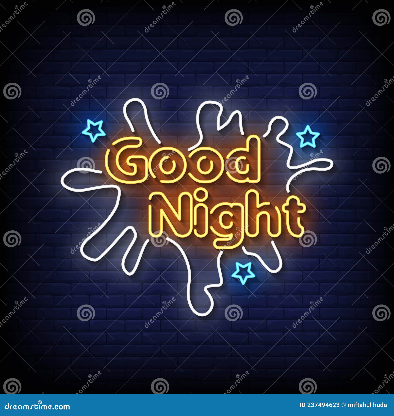 Good Night Neon Signs Style Text Vector Stock Vector - Illustration of ...