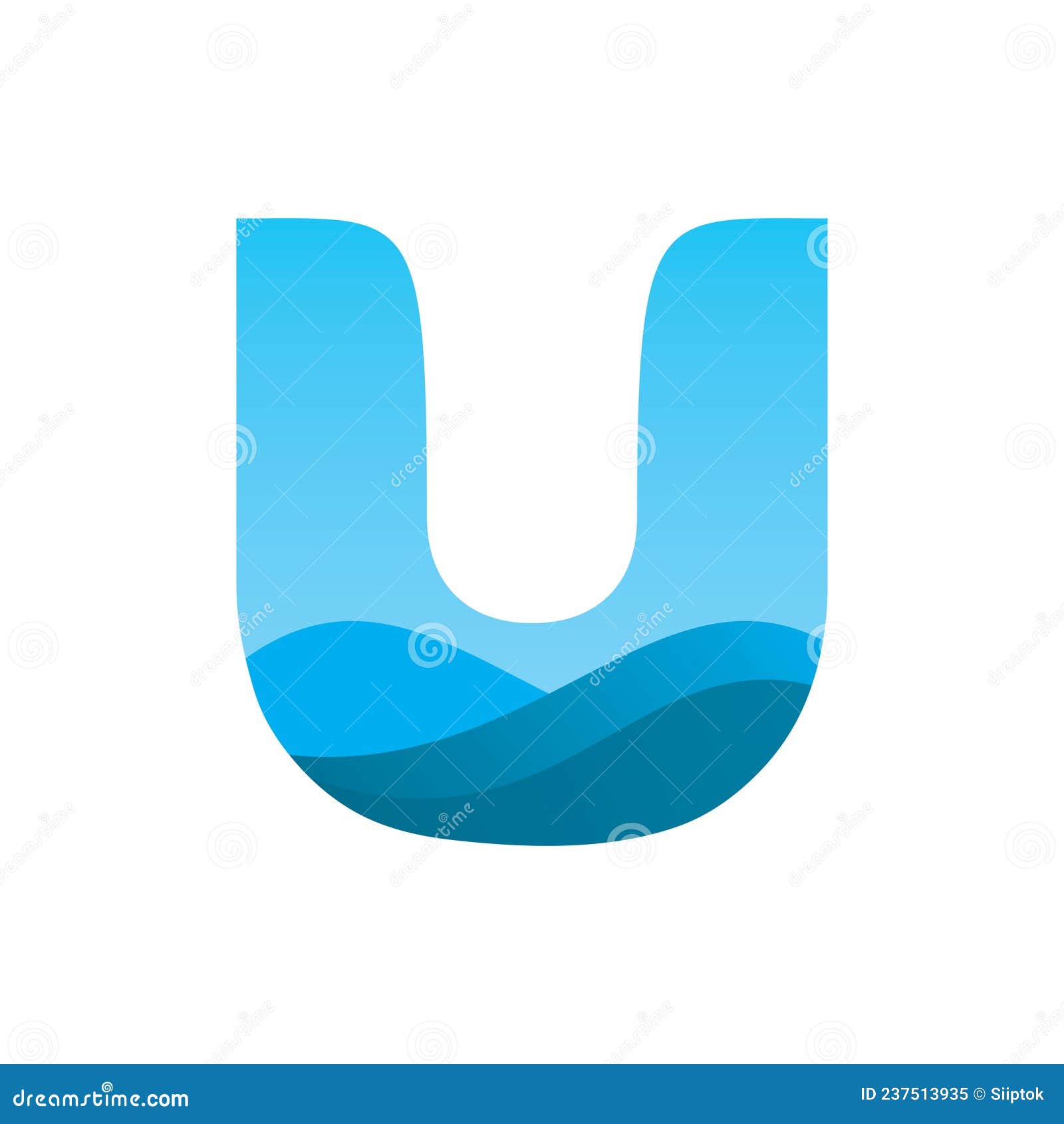 Blue Color Initial U Letter Ocean Wave Logo Design Stock Vector ...