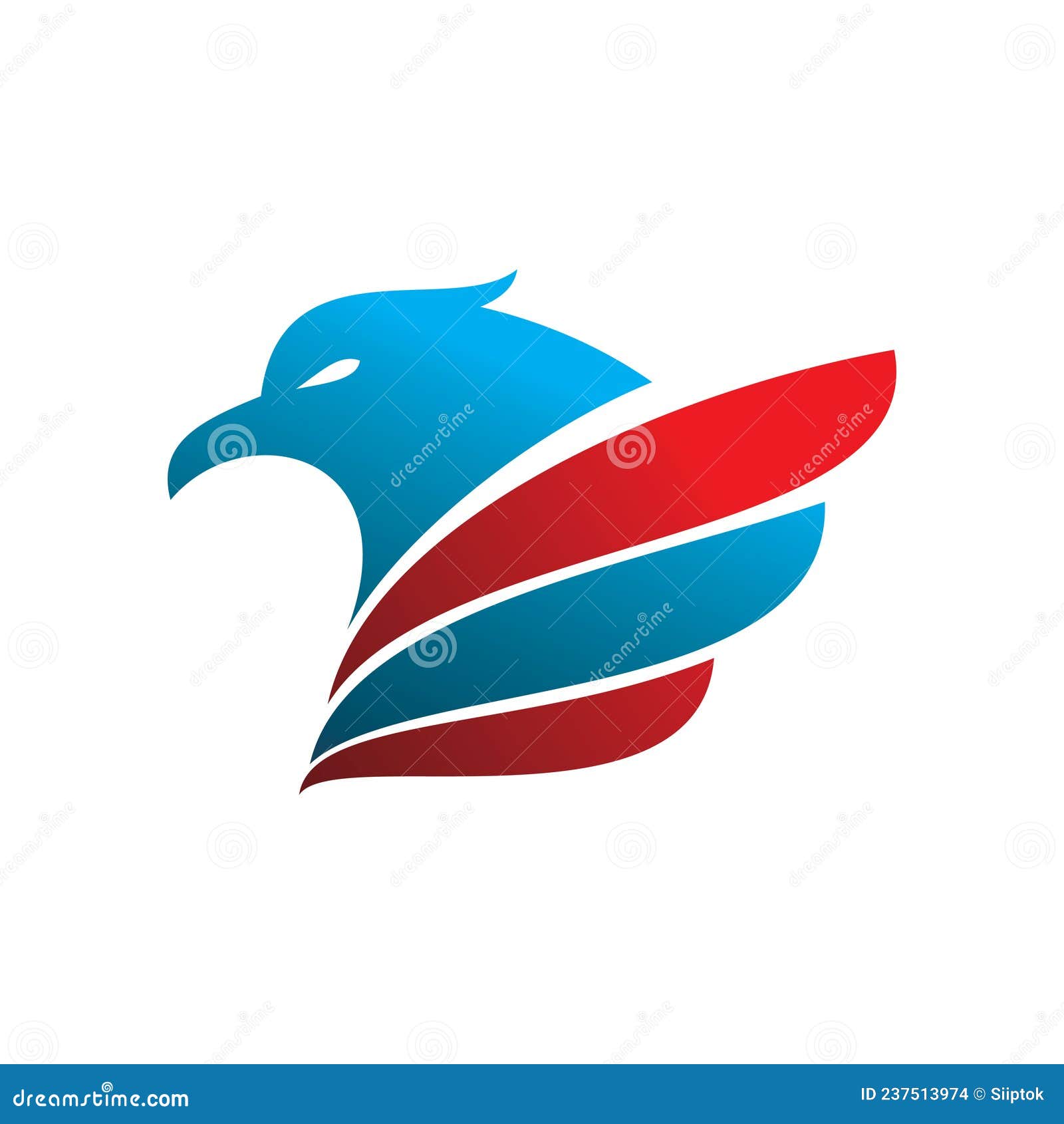 Eagle Head Wing Red Blue Color Logo Design Stock Vector - Illustration ...