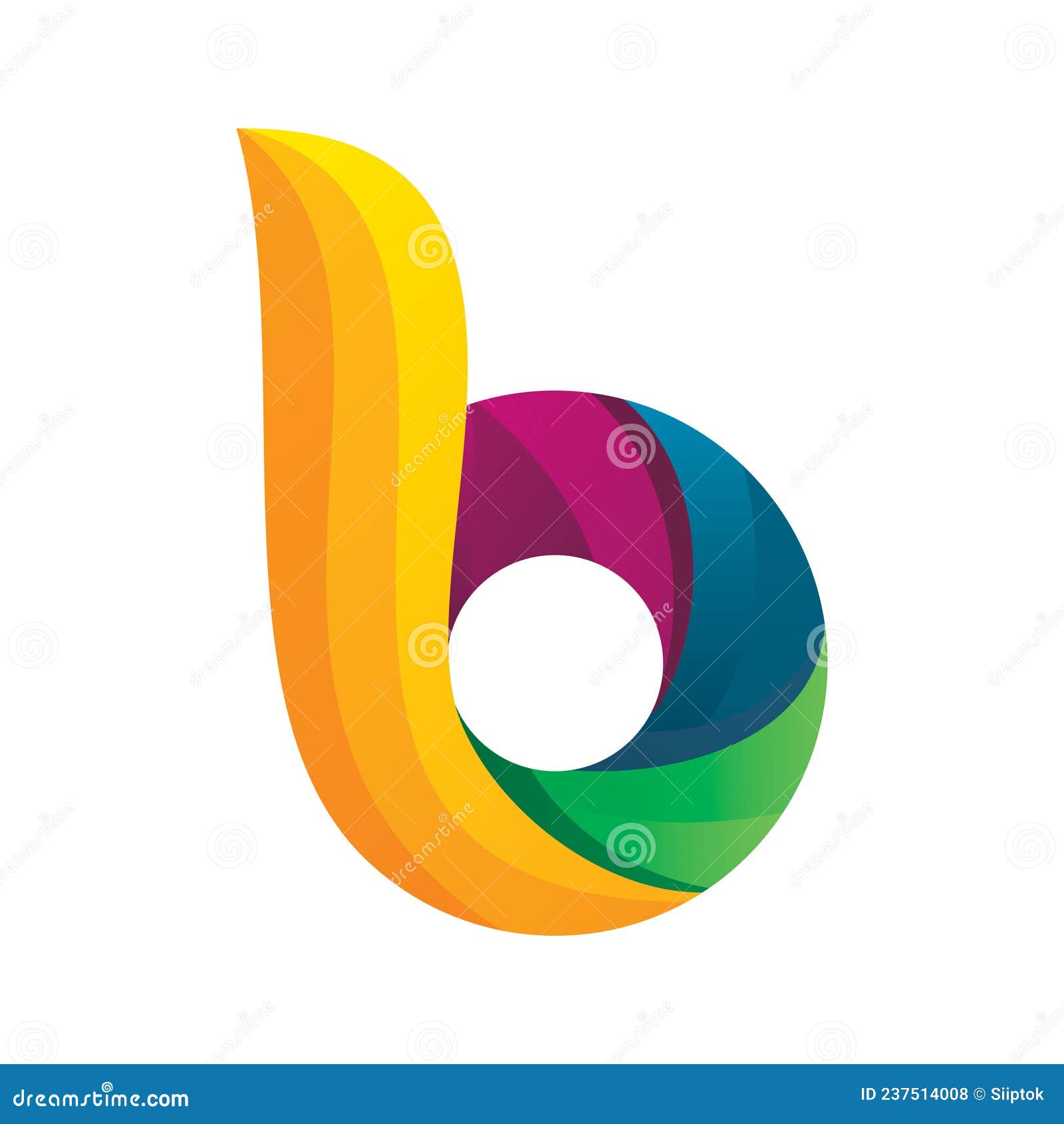 Full Color Initial B Letter Logo Design Stock Vector - Illustration of ...