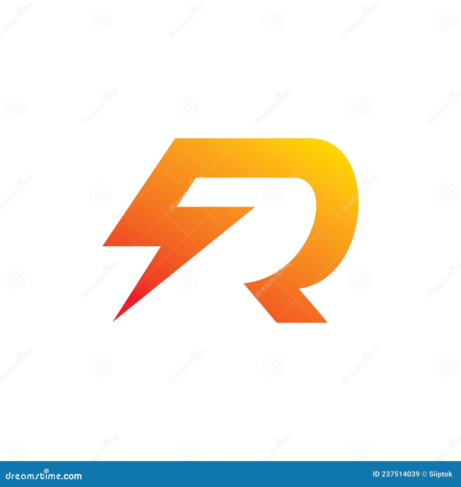 Initial R Letter Lightning Bolt Logo Design Stock Vector - Illustration ...