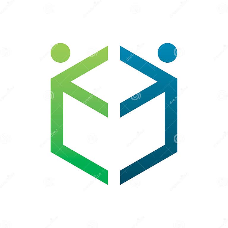 Blue Green People Hexagon Color Line Logo Design Stock Vector ...