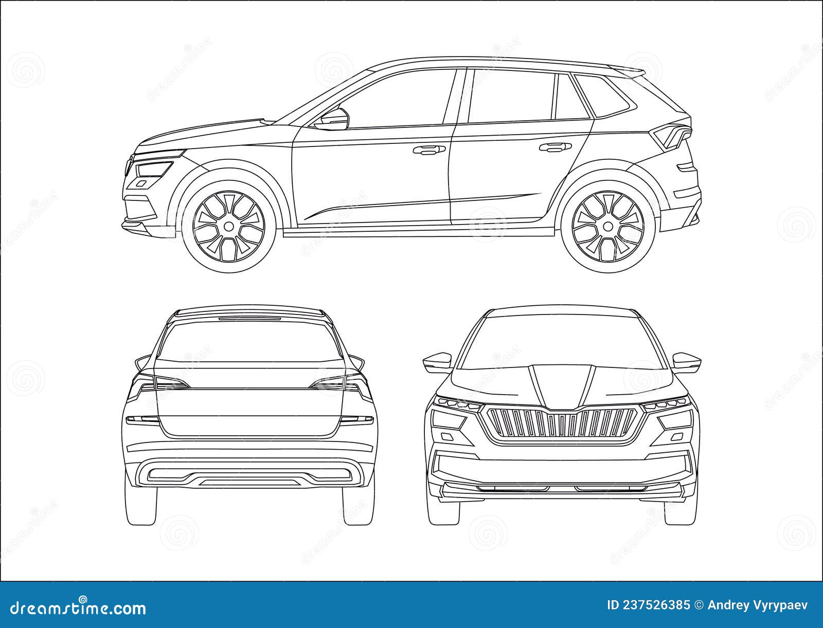 Outline Drawing of the Crossover Stock Vector - Illustration of model ...