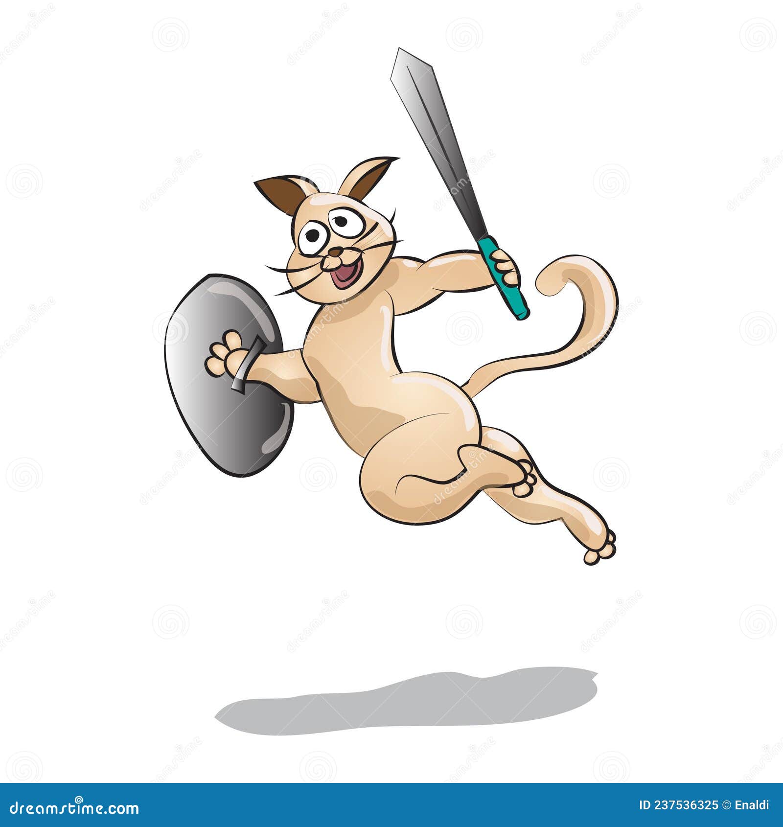 Fantasy Cat Warrior Cartoon Character Vector Illustration Stock Vector ...