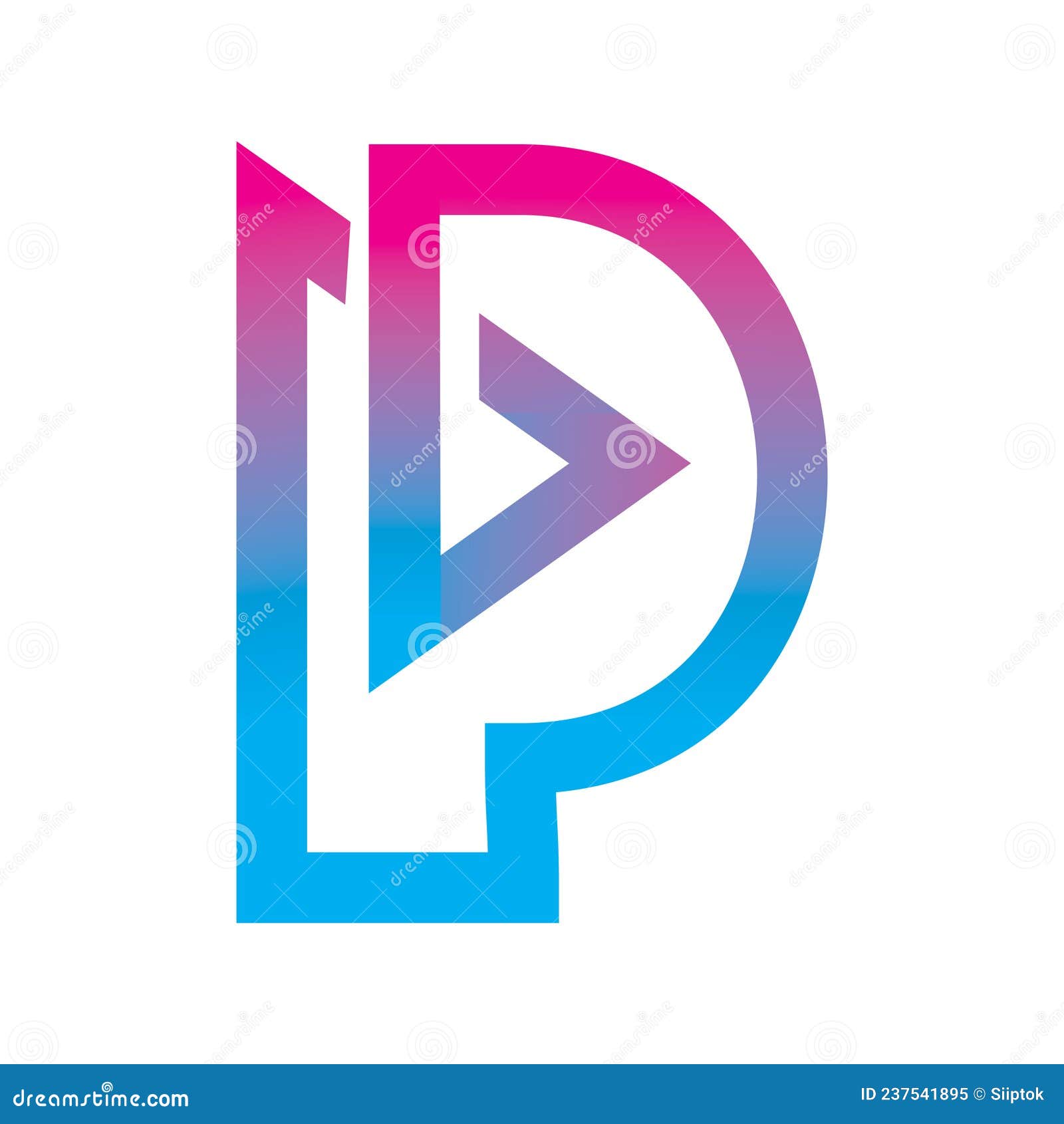 Full Color Initial P Letter Play Media Logo Design Stock Vector ...