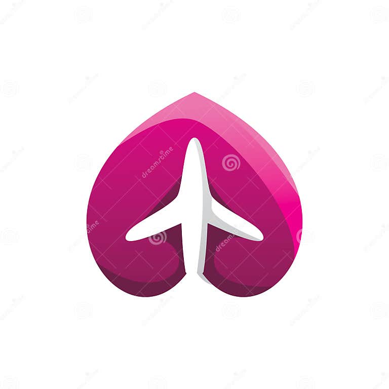 Heart Love Care Aero Plane Logo Design Stock Vector - Illustration of ...
