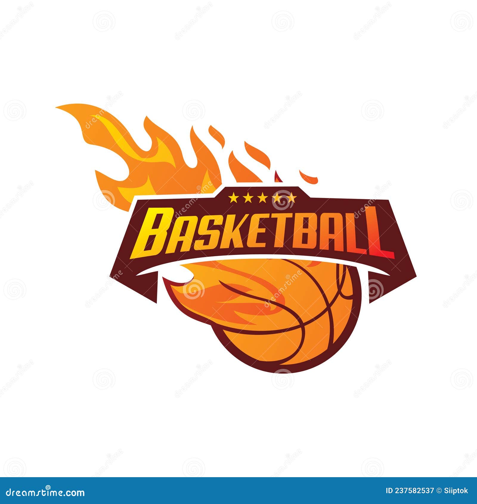 Fire Flame Basketball Team Logo Design Stock Vector - Illustration of ...