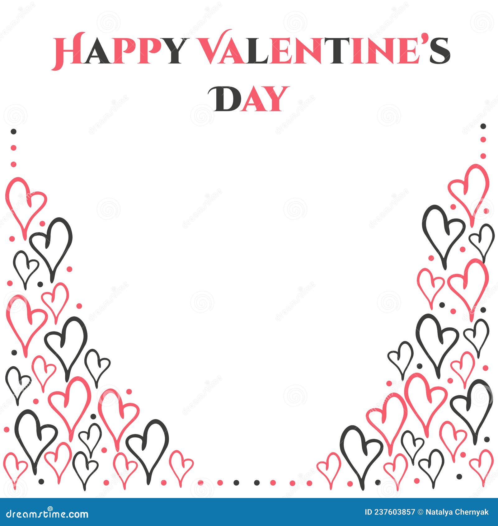 Vertical Border with Doodle Heart and Text Stock Vector - Illustration ...