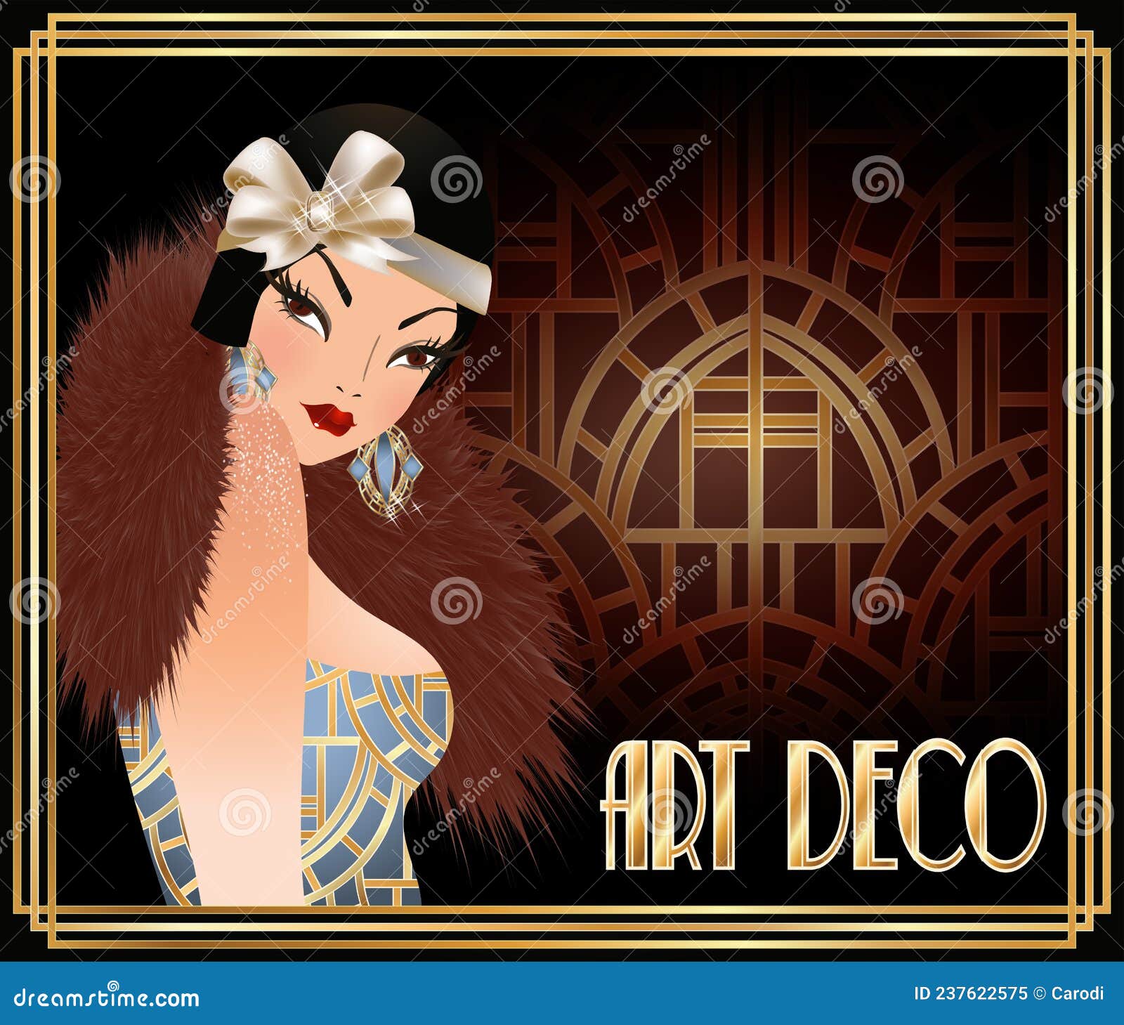 Attractive Woman in Art Deco Style, Vector Stock Vector - Illustration ...