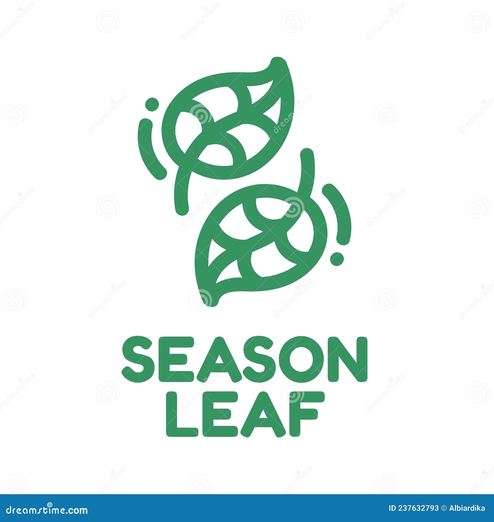 Twin Double Green Leaf Season Nature Logo Concept Design Stock Vector ...