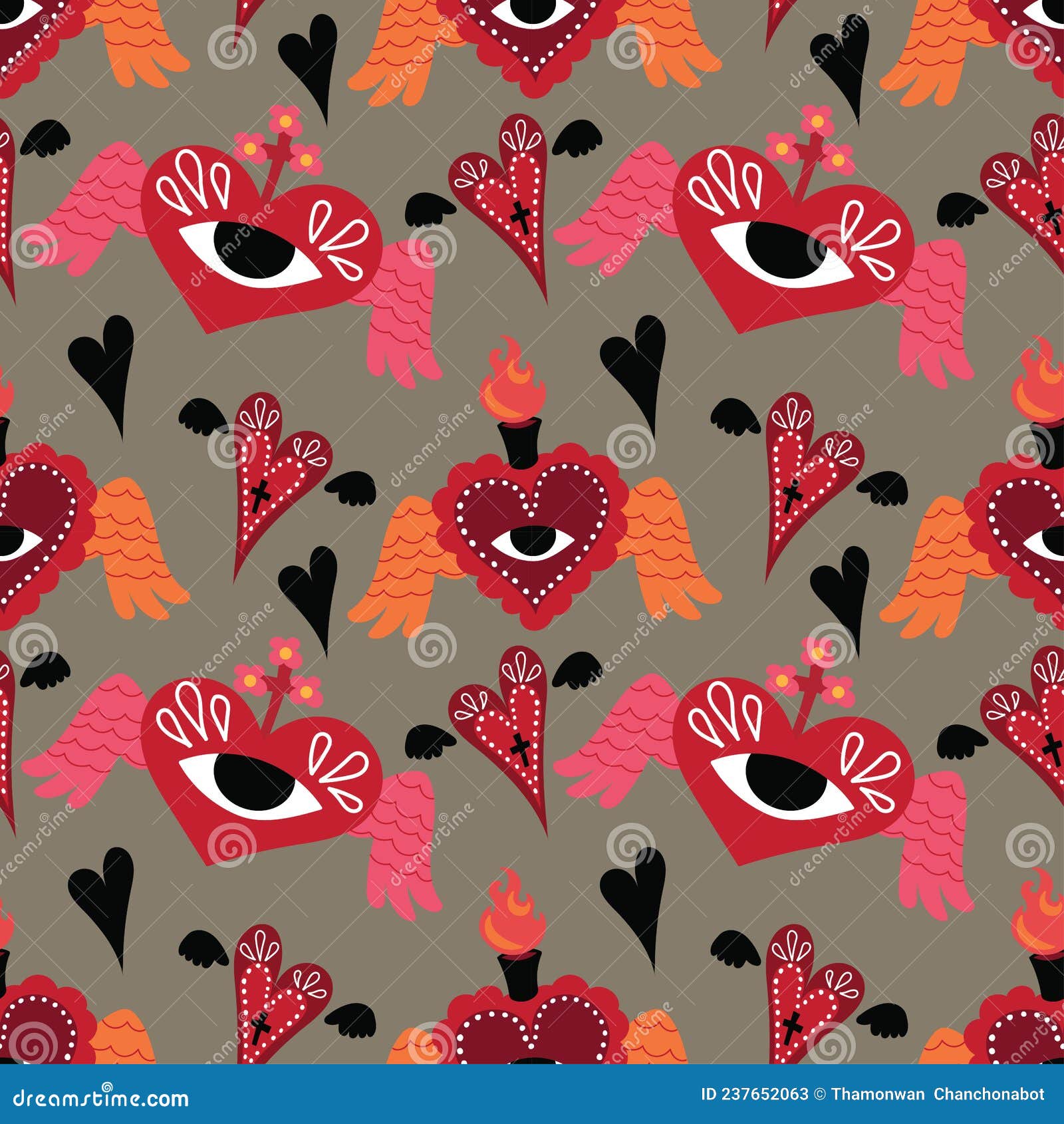 Sacred Heart Seamless Pattern Vector Stock Vector - Illustration of ...