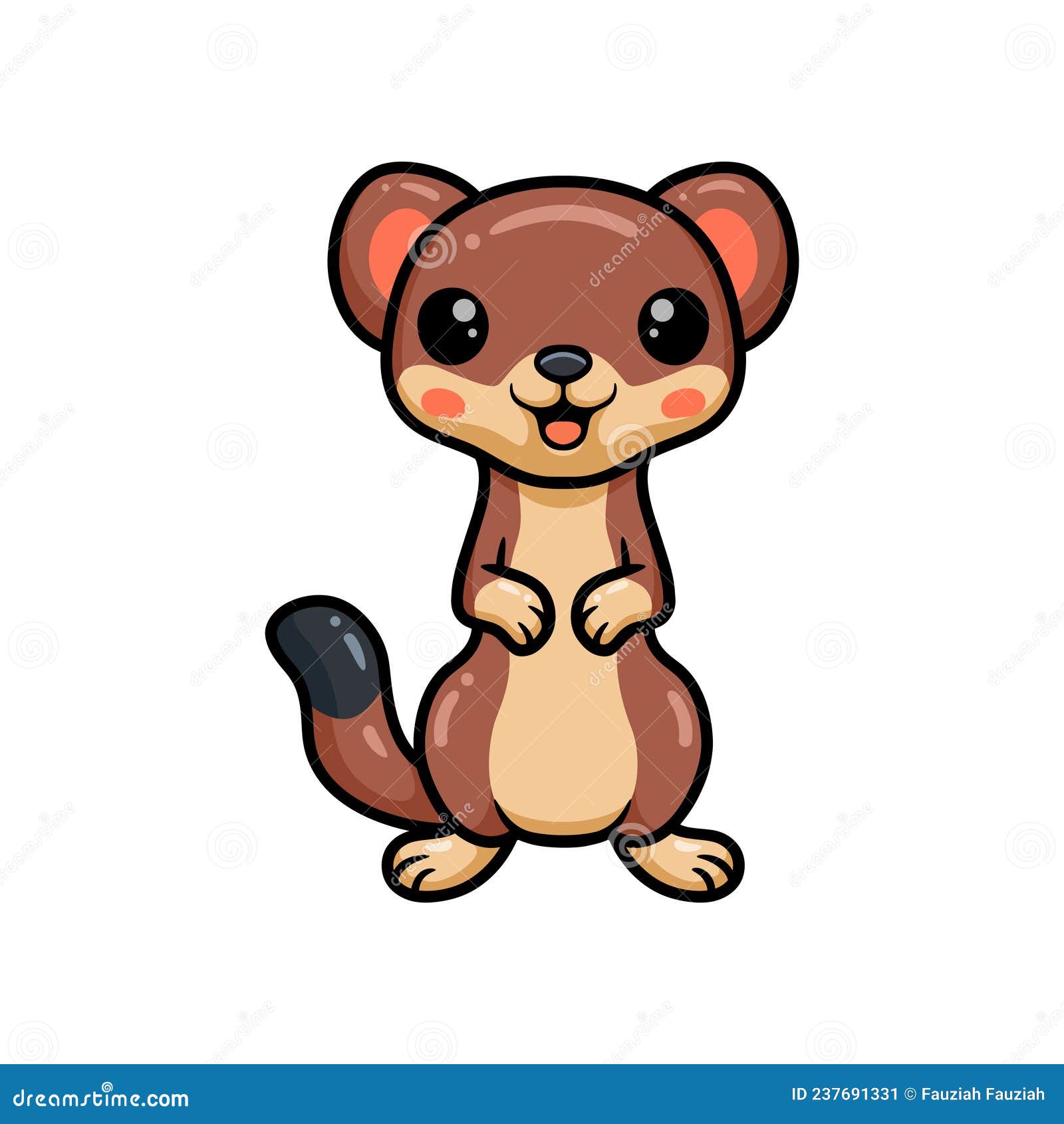 The Weasel Child Is Happy Carrying A Flying Balloon, Doodle Icon Image ...