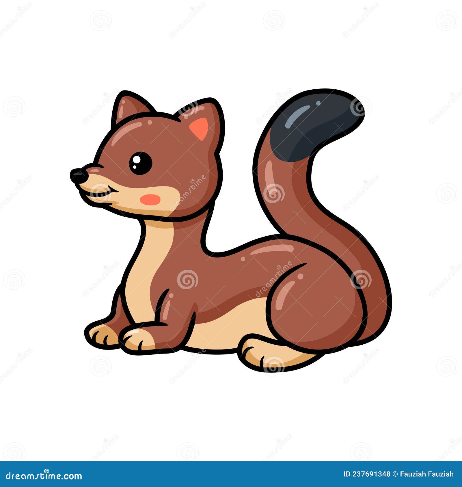 Cute Little Weasel Cartoon Posing Stock Vector - Illustration of kawaii ...