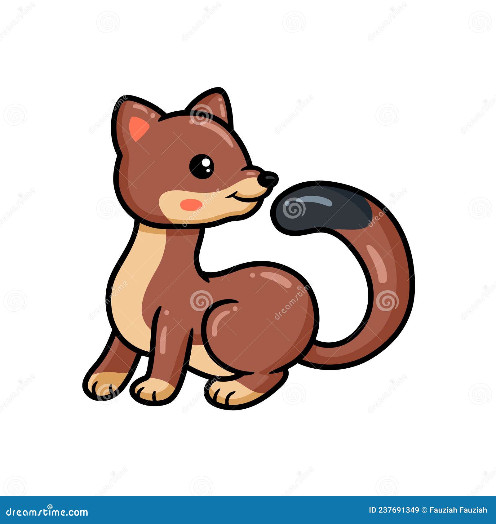 Cute Little Weasel Cartoon Posing Stock Vector - Illustration of ...