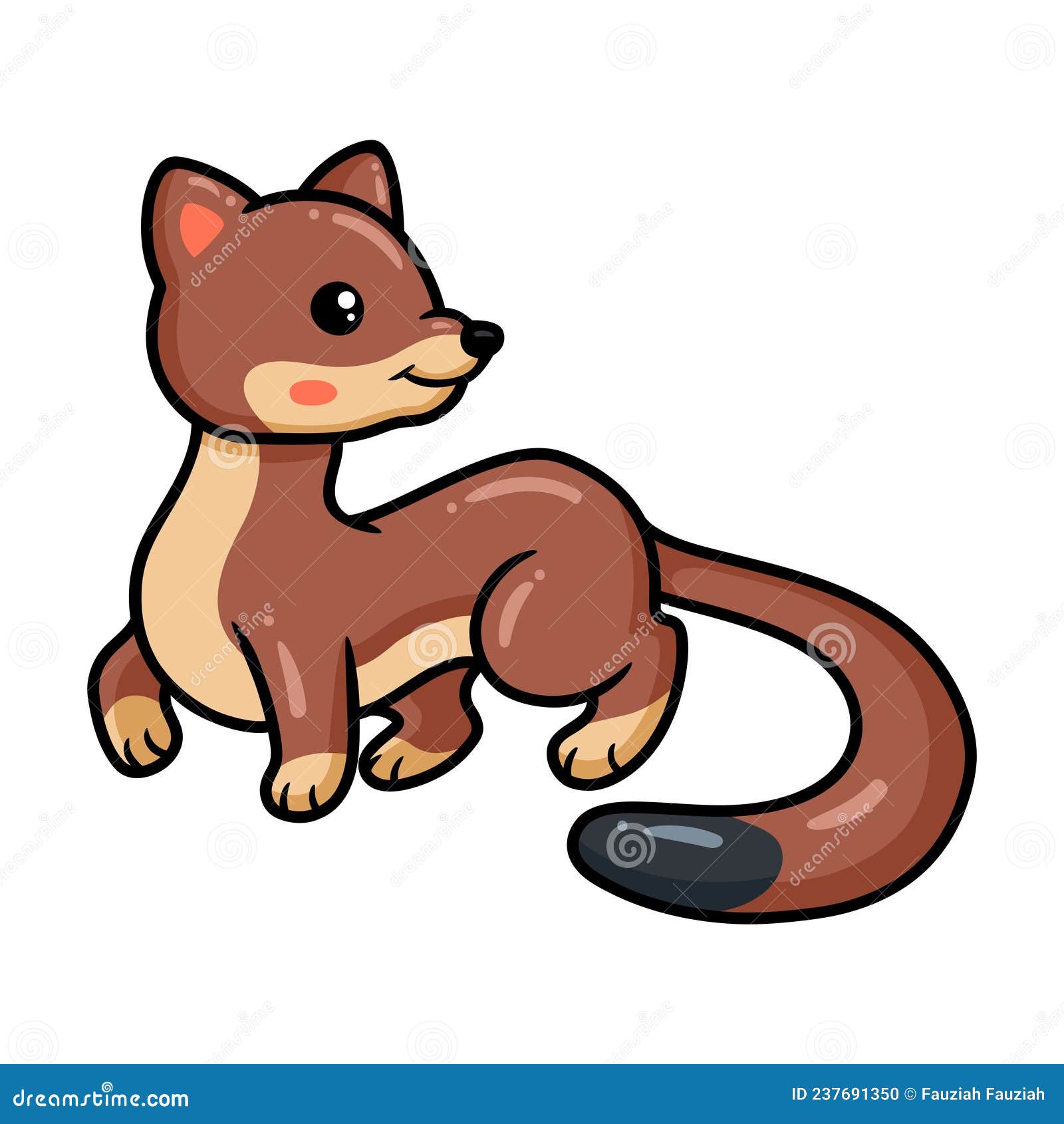 Cute Little Weasel Cartoon Posing Stock Vector - Illustration of beast ...