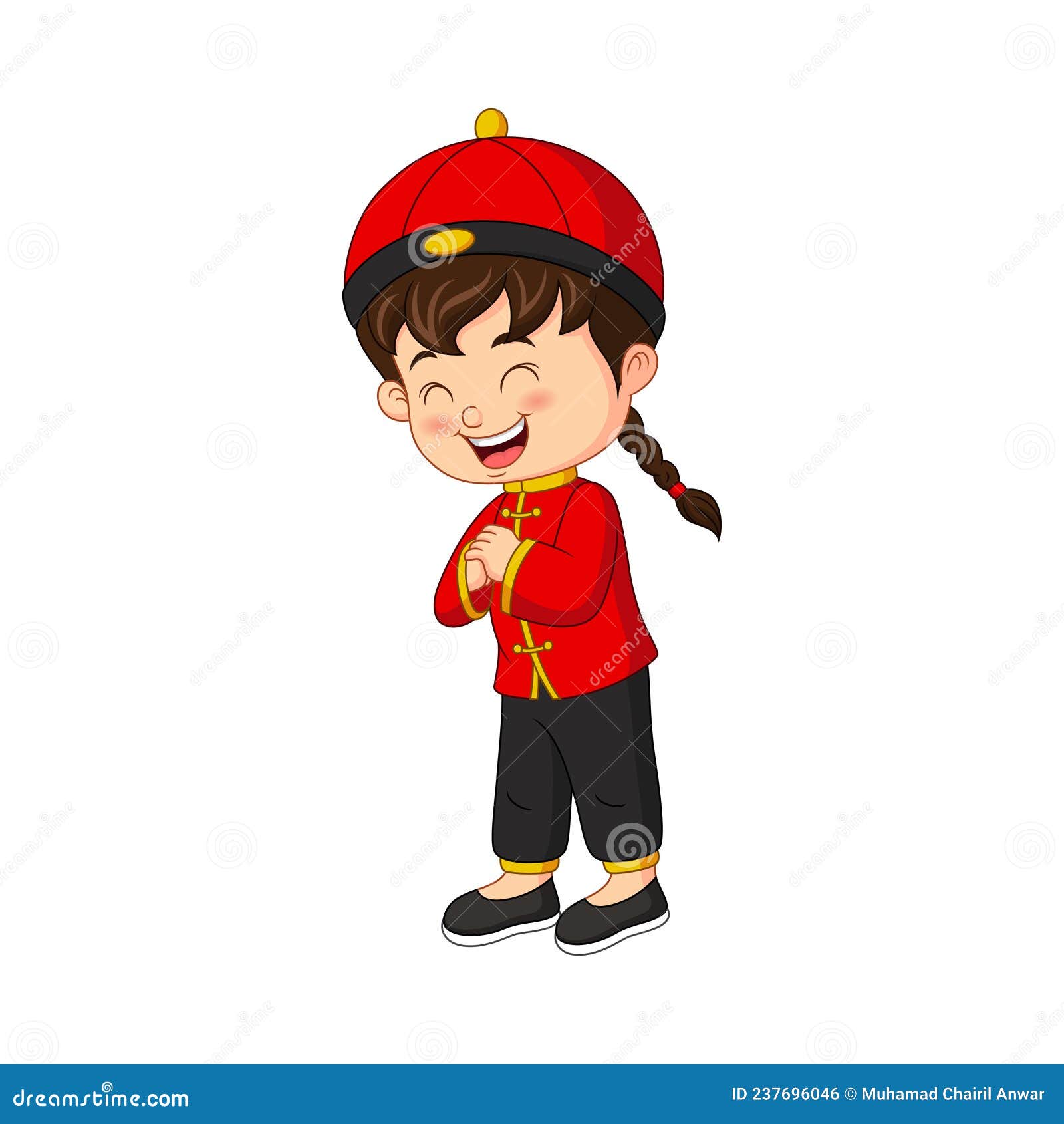 Cartoon Chinese Boy on White Background Stock Vector - Illustration of ...