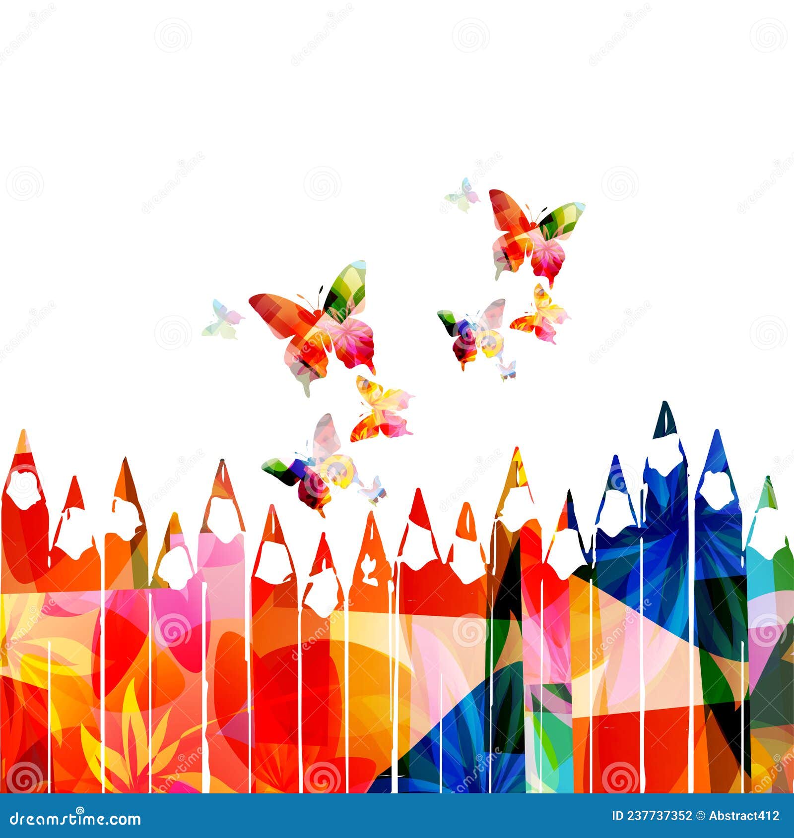Colorful Colored Pencils Vector Illustration. Design for Creative ...