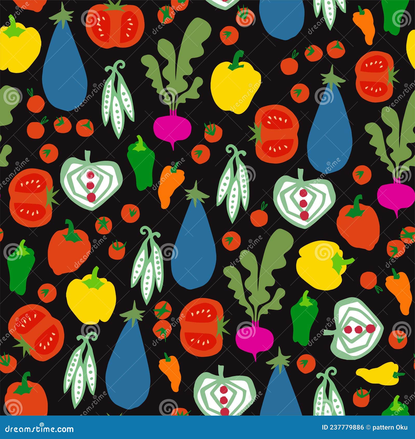 Vector Veggies Set Illustration Motif Seamless Repeat Pattern Stock ...