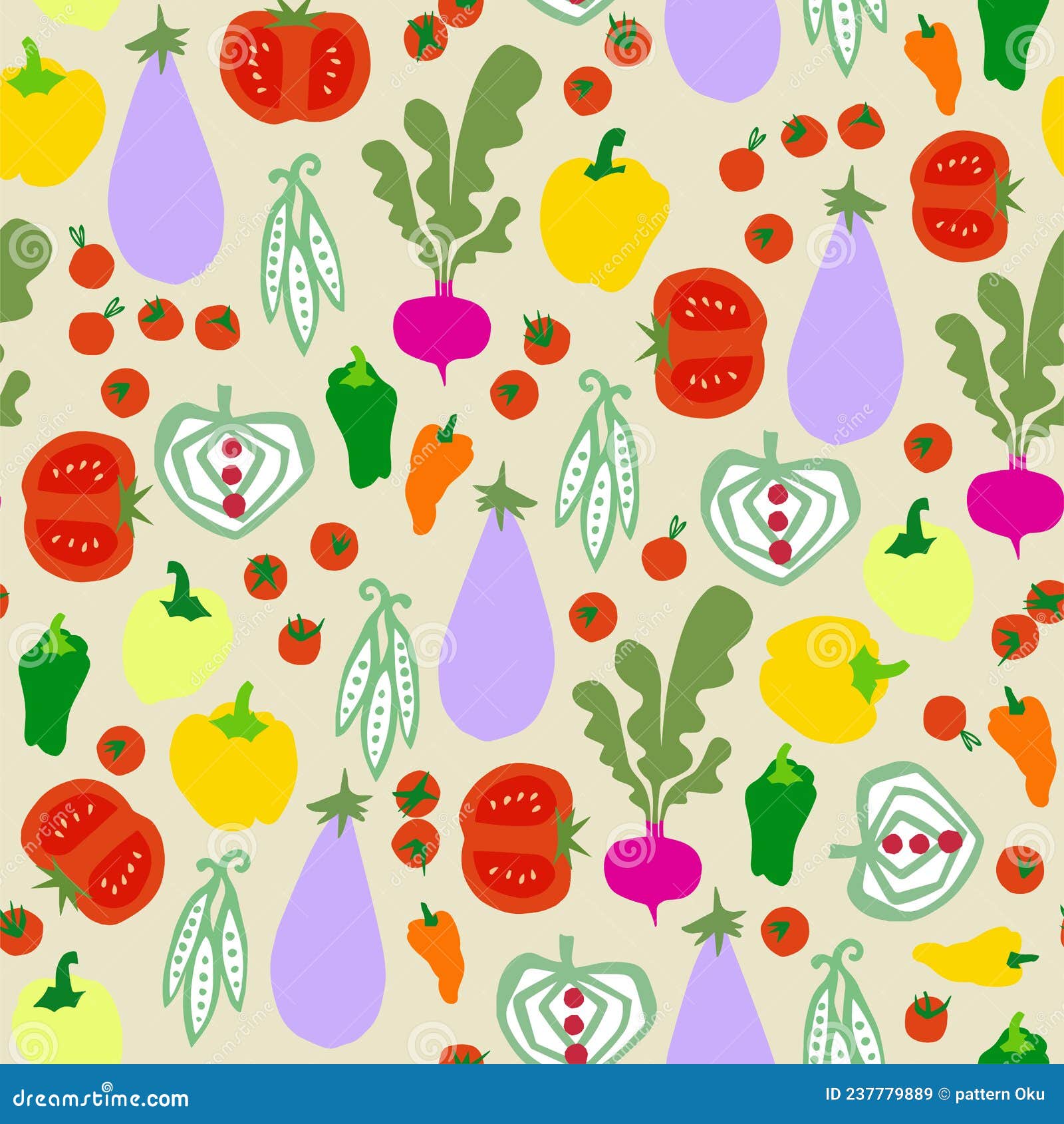 Vector Veggies Set Illustration Motif Seamless Repeat Pattern Stock ...