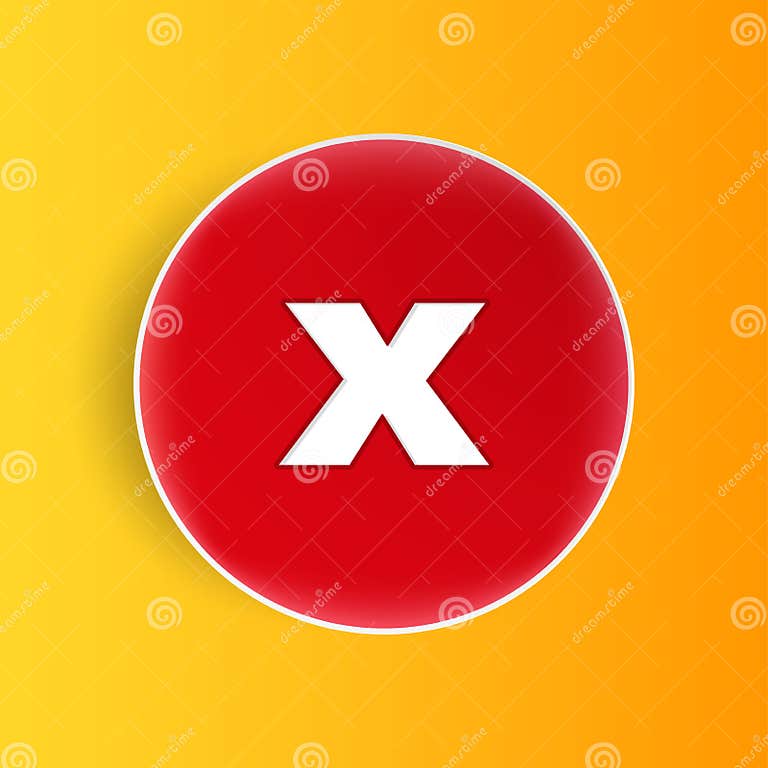 Red Button with Crossmark. 3d Style Vector Illustration Stock Vector ...