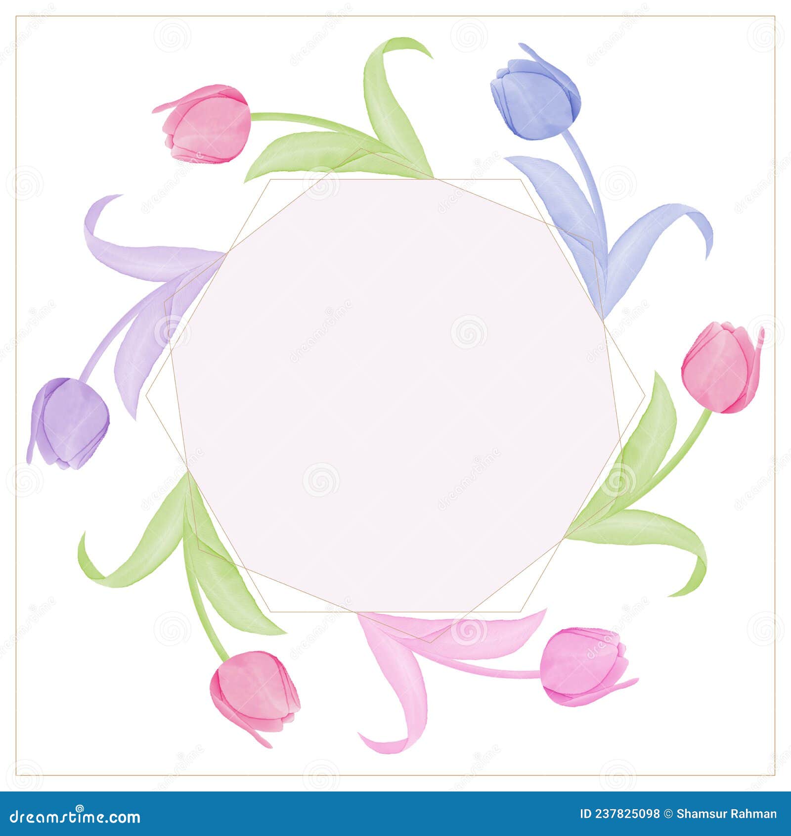 Wedding Invitation with Beautiful Yellow Watercolor Tulip Flower Stock ...