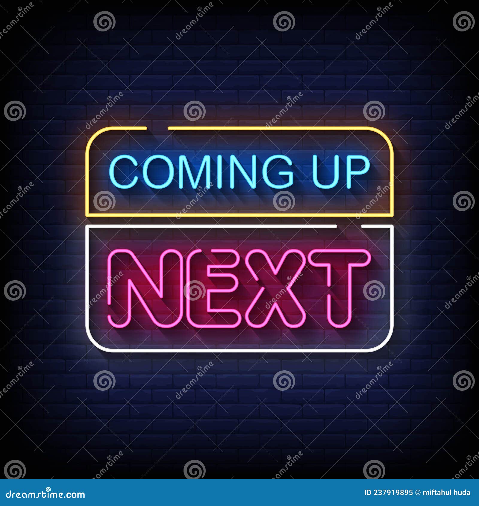 Coming Up Next Neon Signs Style Text Vector Stock Vector - Illustration ...