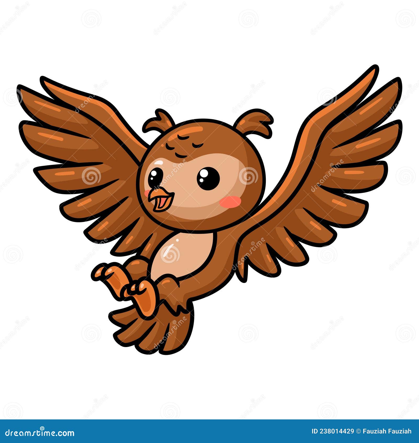 Cute Little Owl Cartoon Flying Stock Vector - Illustration of icon ...
