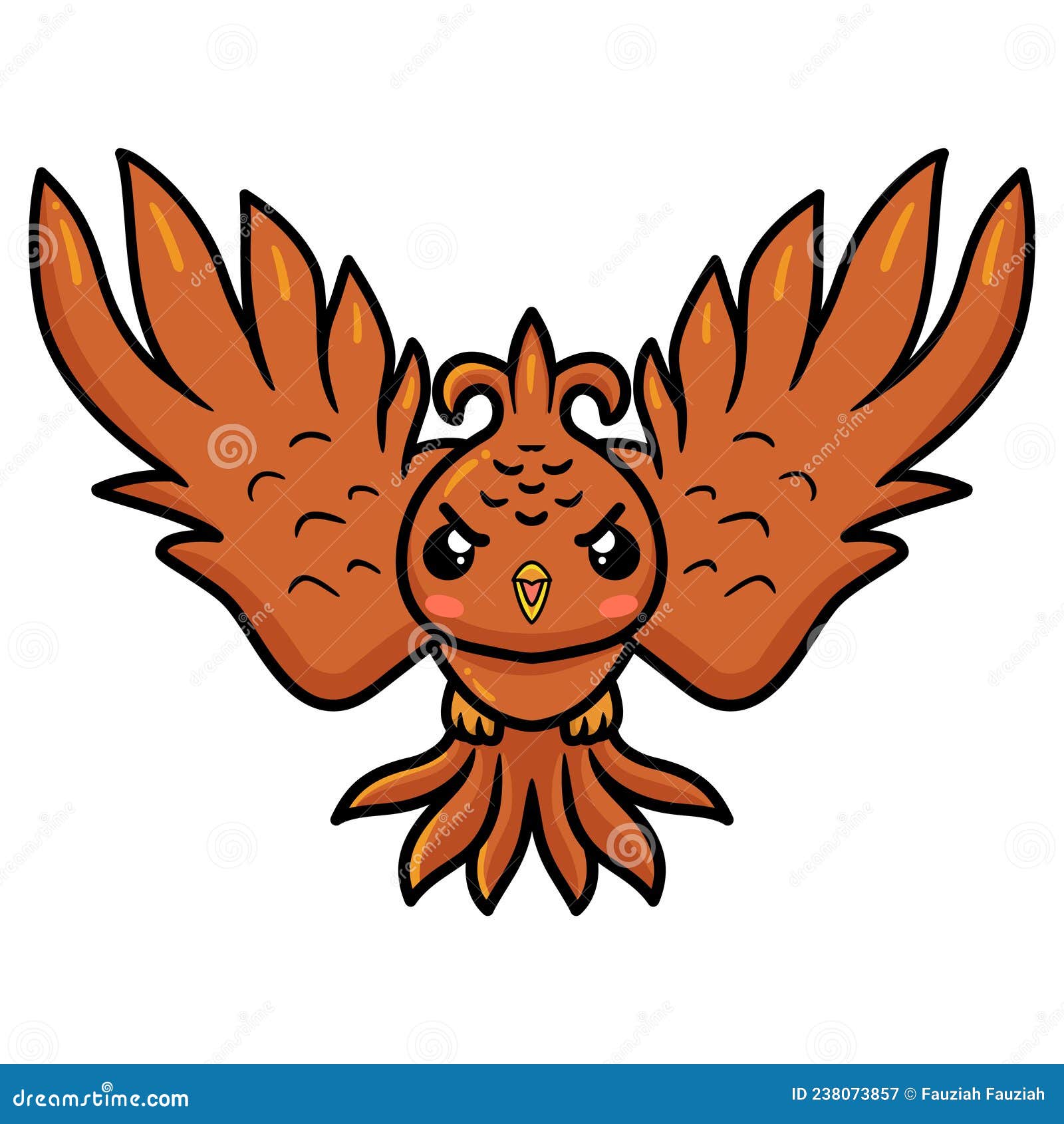 Cute Little Phoenix Cartoon Flying Stock Vector - Illustration of ...
