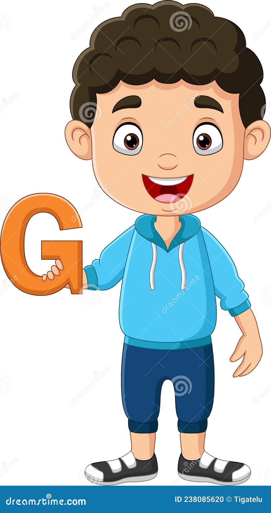 Cute Little Boy Cartoon Holding Alphabet Letter G Stock Vector ...