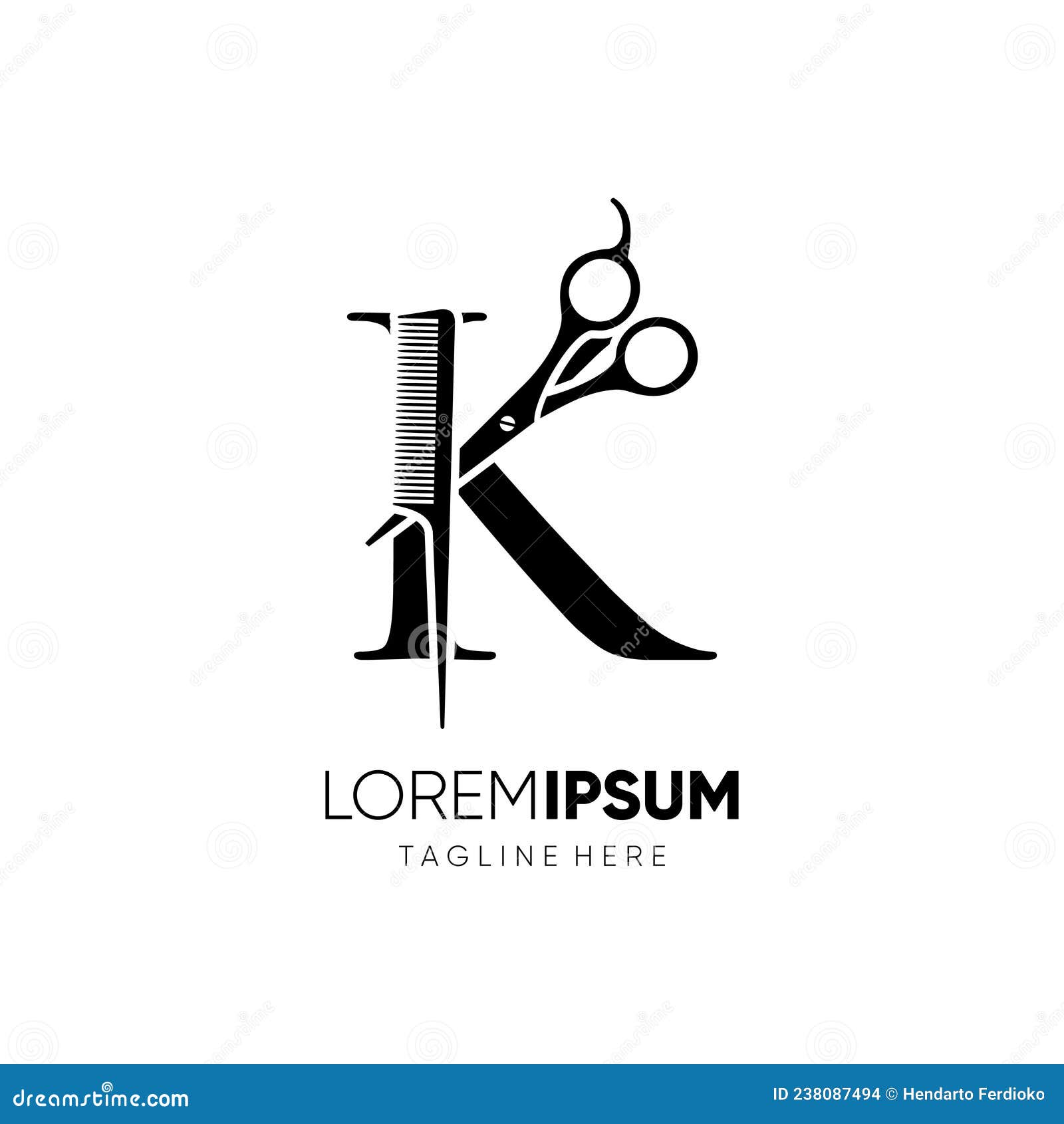 Letter K Scissors and Hair Comb Stylist Logo Design Vector Icon Graphic ...
