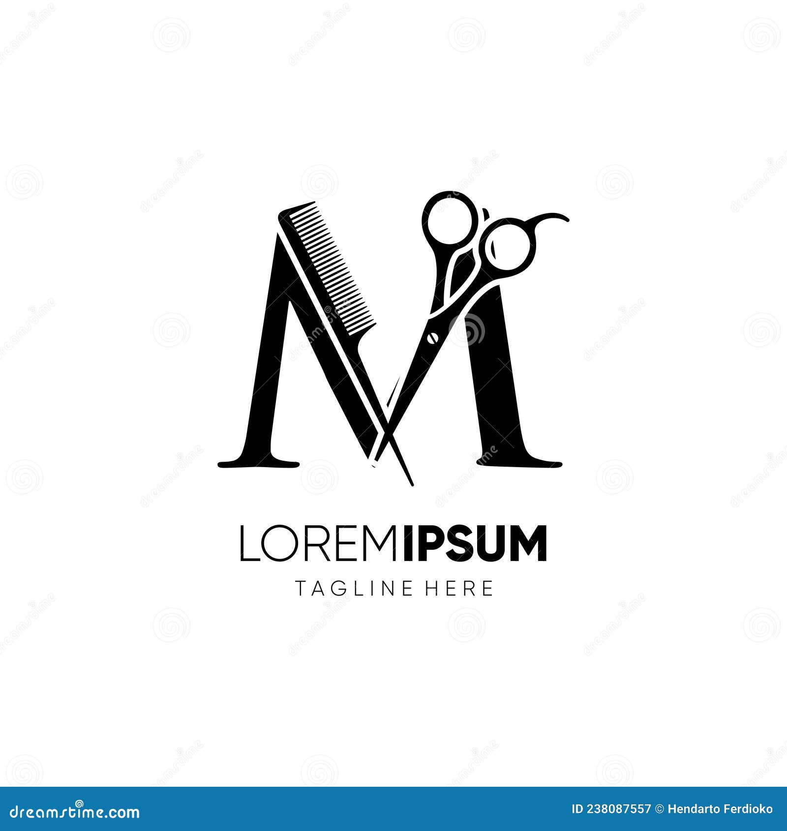 Letter M Scissors and Hair Comb Stylist Logo Design Vector Icon Graphic ...