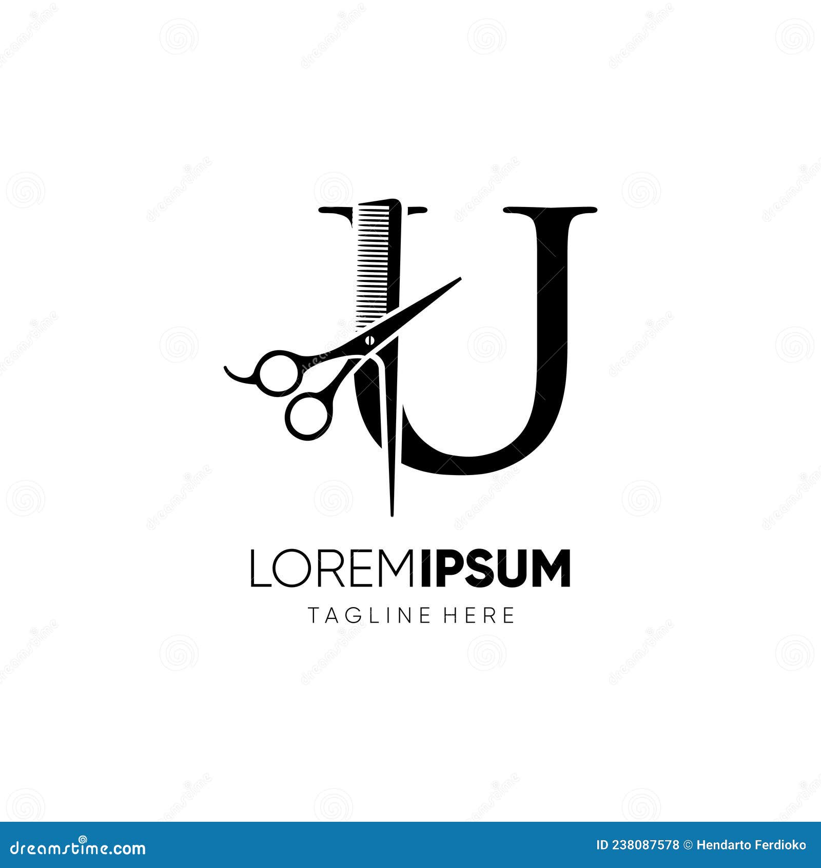 Letter U Scissors and Hair Comb Stylist Logo Design Vector Icon Graphic ...