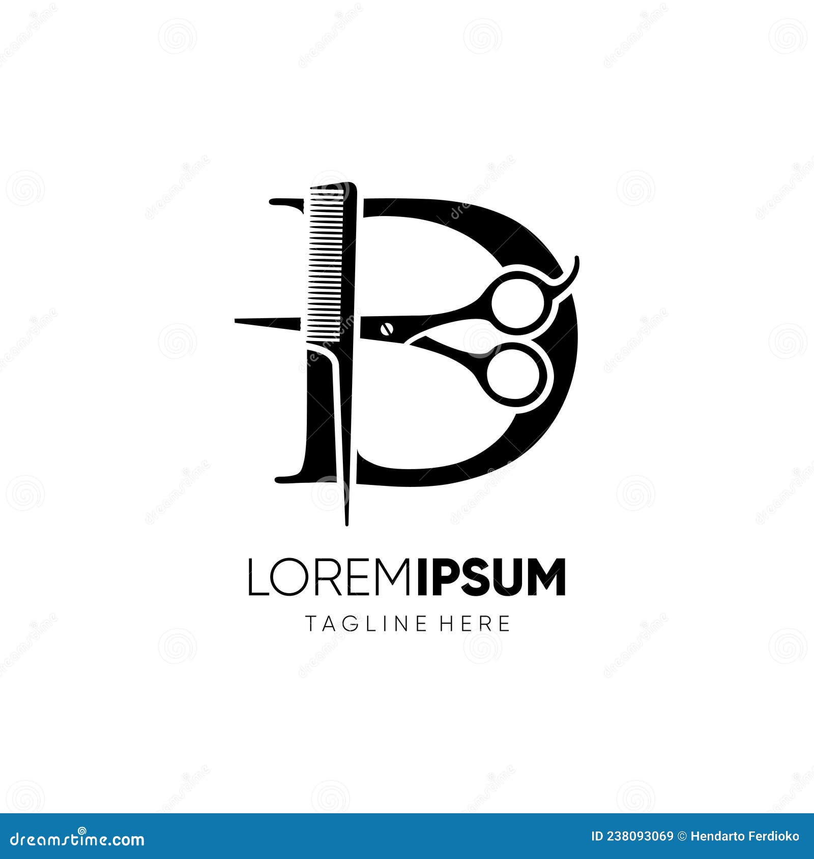 Letter D Scissors and Hair Comb Stylist Logo Design Vector Icon Graphic ...