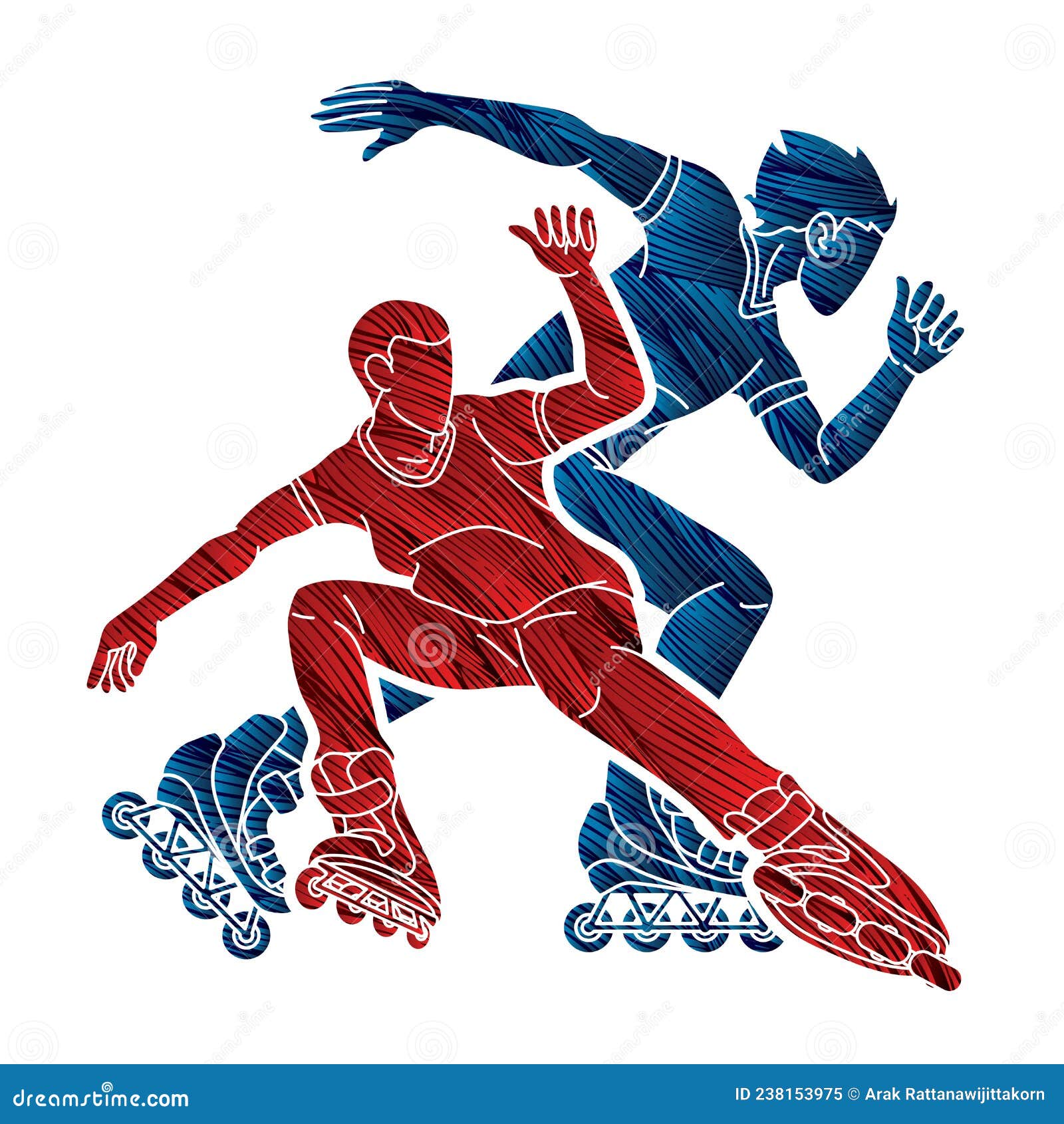Group of Roller Blade Players Action Vector Stock Vector - Illustration ...