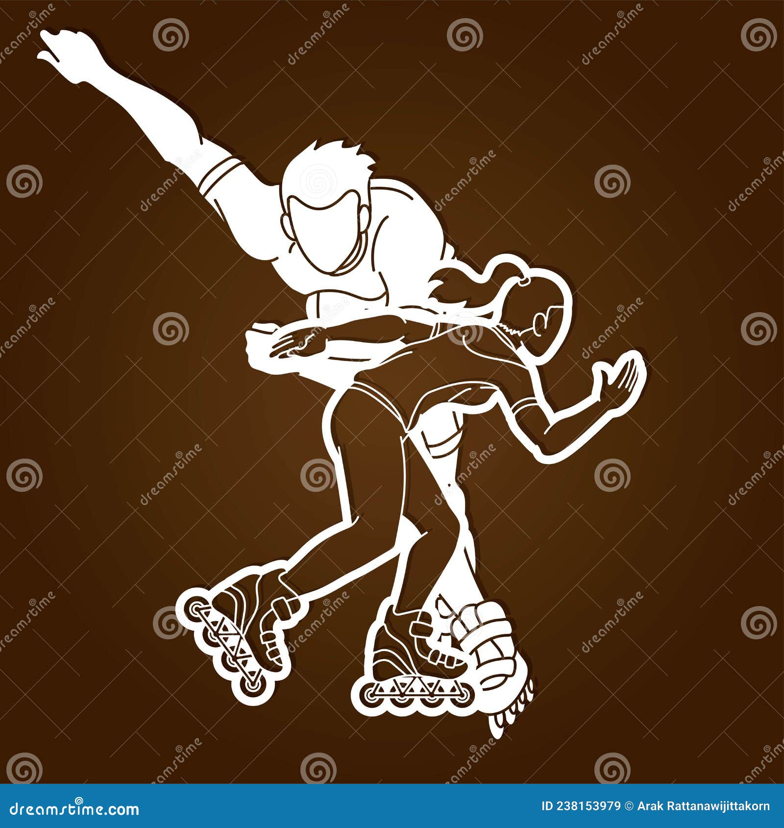 Group of Roller Blade Players Action Vector Stock Vector - Illustration ...