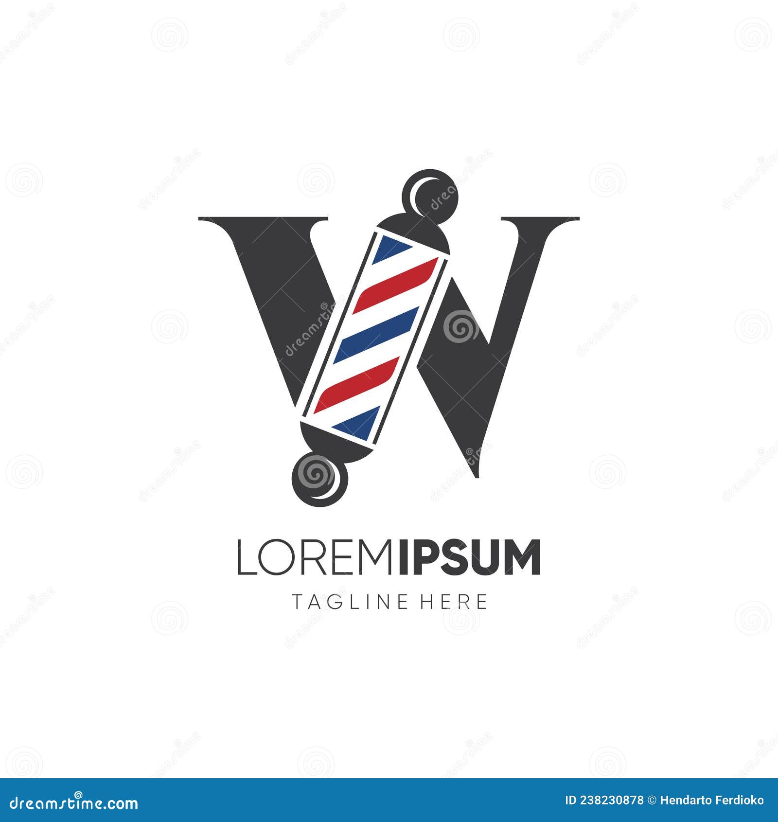 Letter W Barber Pole Logo Design Vector Icon Graphic Stock Vector ...