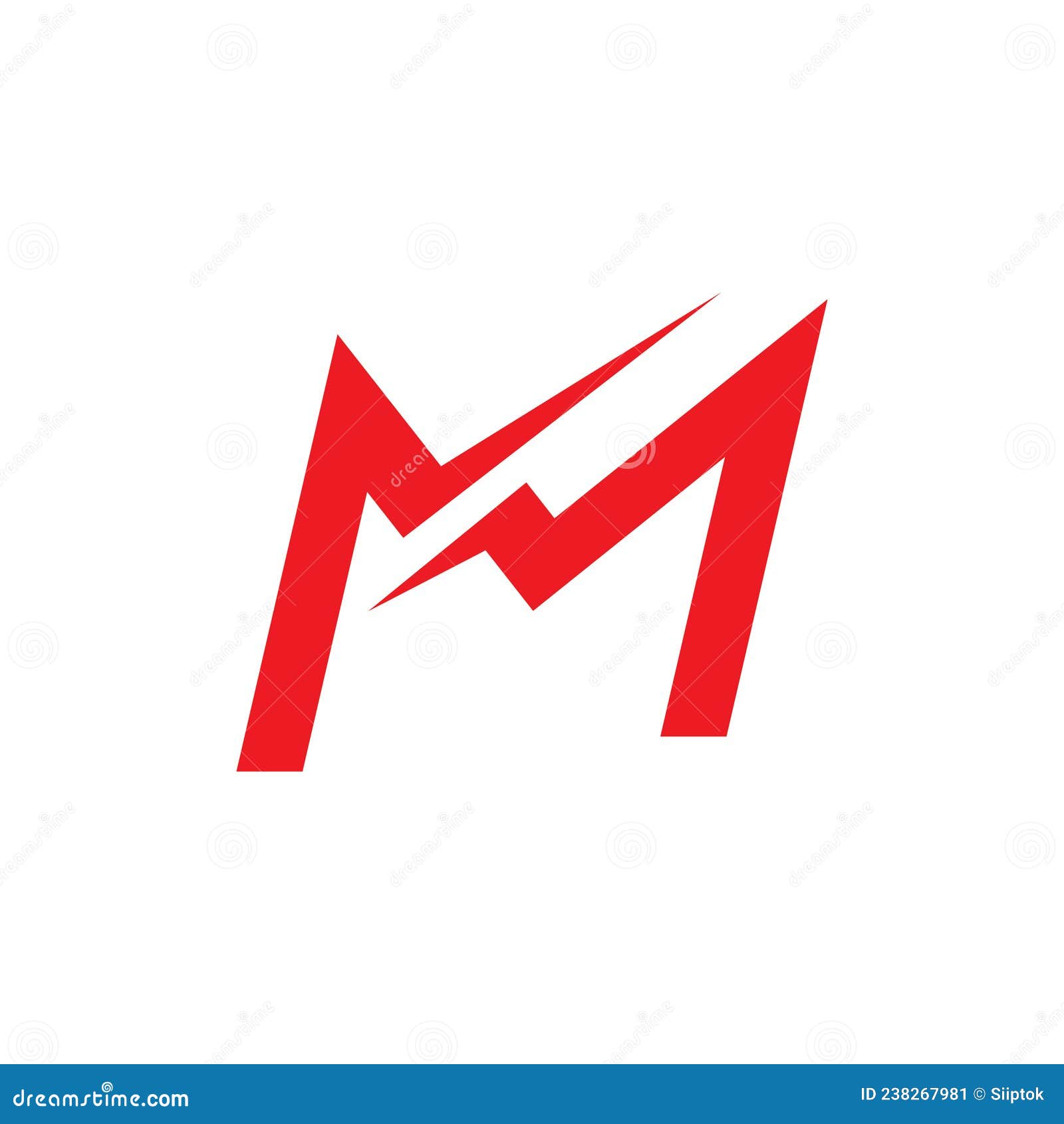 Red Color M Letter Lightning Logo Design Stock Vector - Illustration of ...