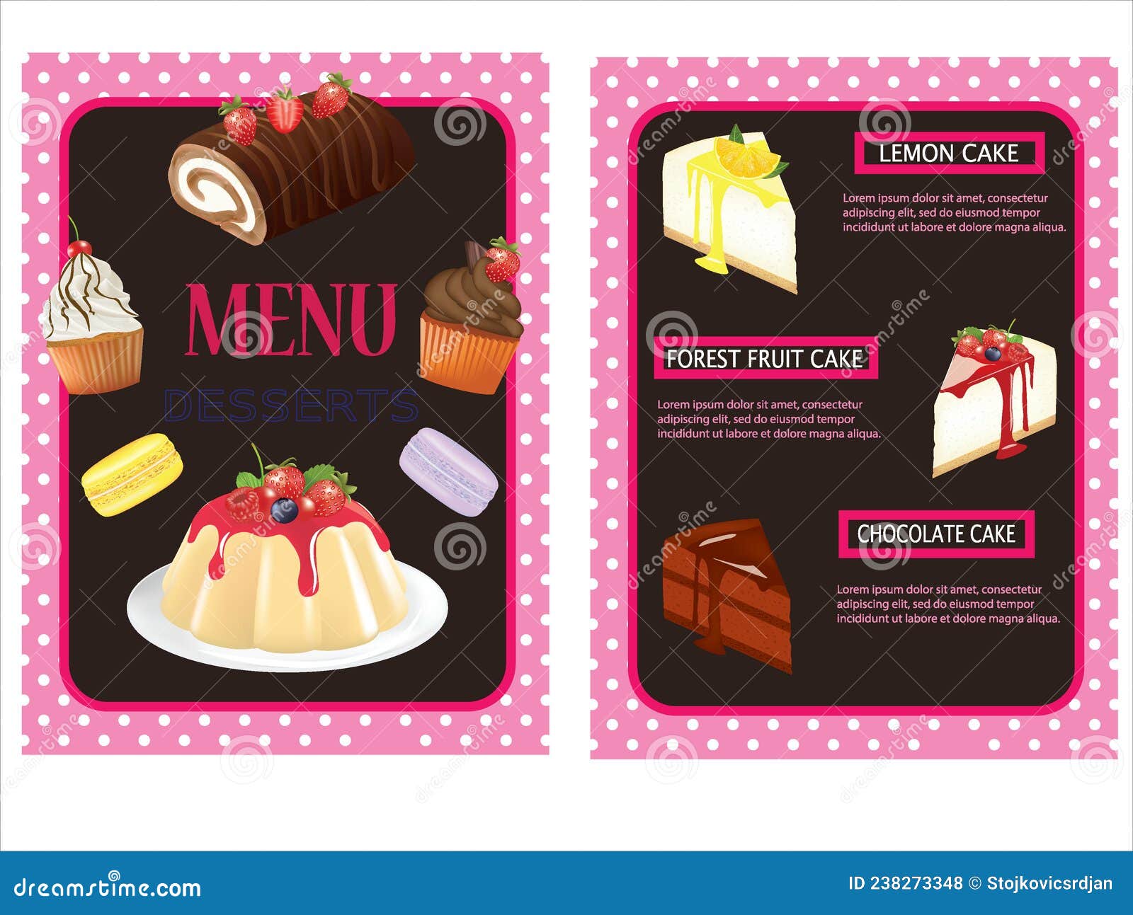 Deserts Menu Design Vector Illustration | CartoonDealer.com #238273348
