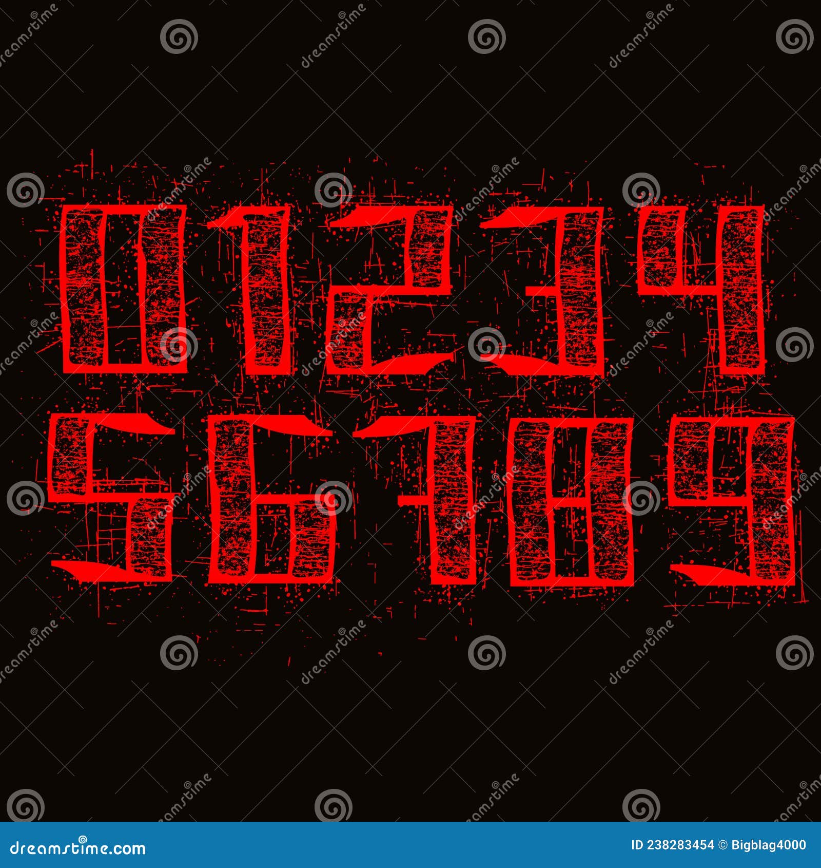 Grunge Style Vector Numbers.Art Font. Stock Illustration - Illustration ...