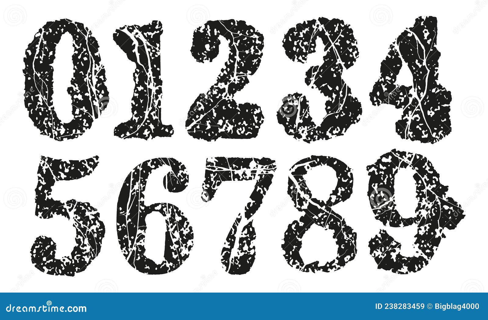 Grunge Style Vector Numbers.Art Font. Stock Illustration - Illustration ...