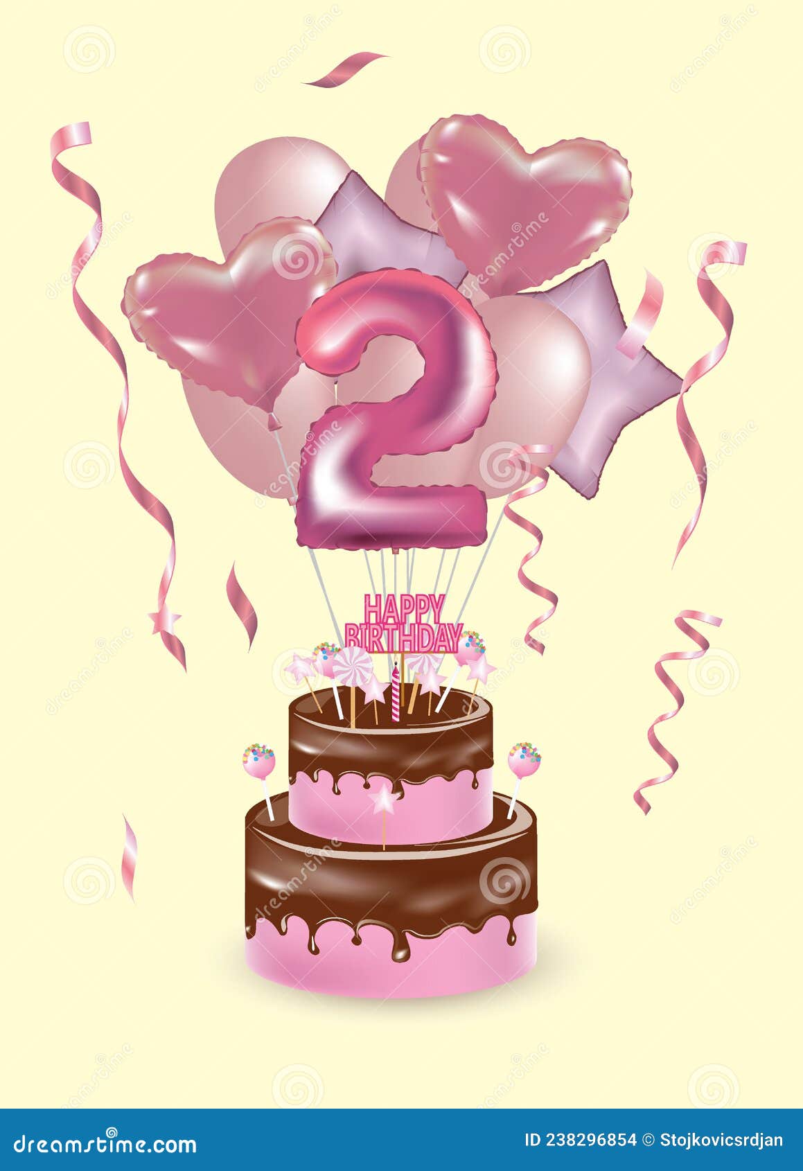 Happy Second Birthday Vector Illustration | CartoonDealer.com #27928864